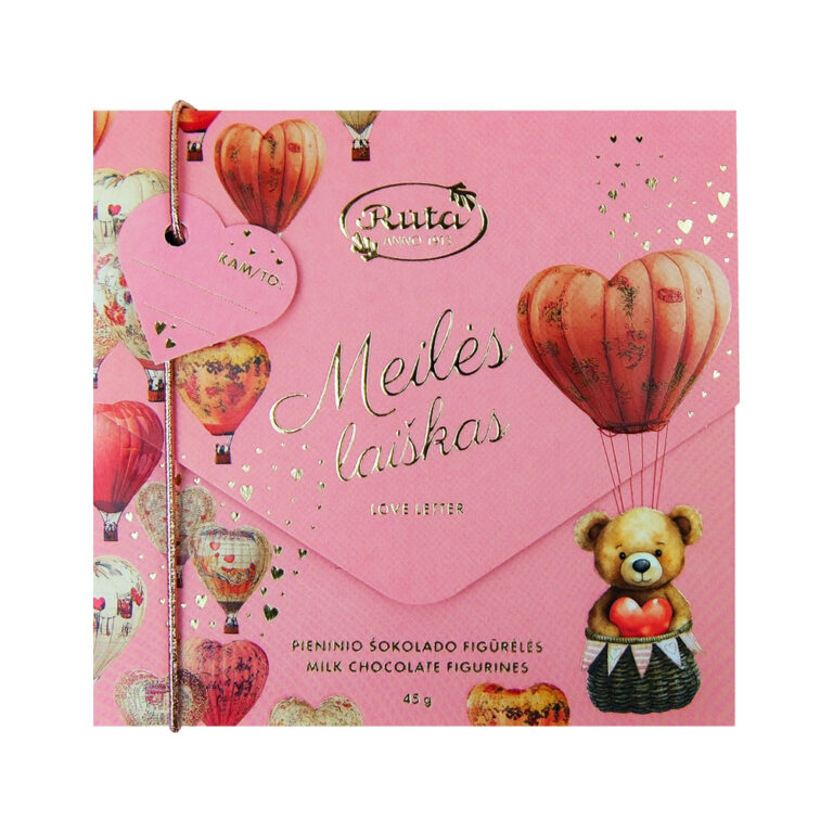 Milk chocolate figurines “Love letter”, 45 g – Saldainių fabrikas „Rūta“